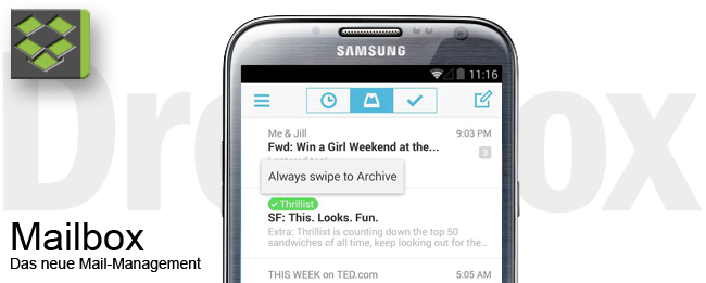 Dropbox veröffentlicht Mailbox und Carousel für Android